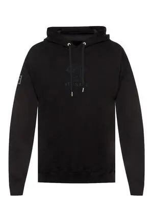 Versace Embroidered Logo Hoodie - Black