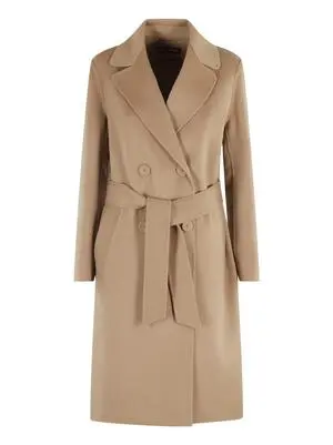 Max Mara Max Mara Studio Double-Breasted Belted Long Coat No