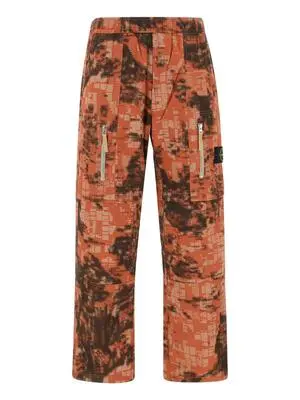 Stone Island Geometric Print Cargo Trousers - Orange