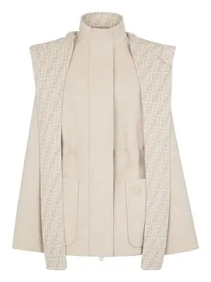 Fendi Ff Motif Hooded Jacket - Beige