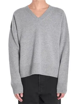 Ami V-neck Knitted Jumper - Gray