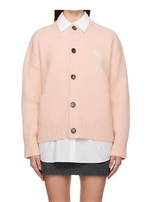 Ami De Coeur Alpaca Wool Blend Cardigan - Pinkish-white