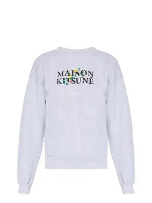Maison Kitsuné Logo Embroidered Crewneck Sweatshirt - White