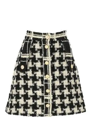 VALENTINO Valentino Embellished Button Detail Tweed Mini Skirt