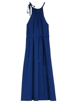 Max Mara Sleeveless Maxi Dress With Belt - Blue