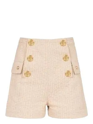 Balmain Monogram Jacquard Shorts - Nude