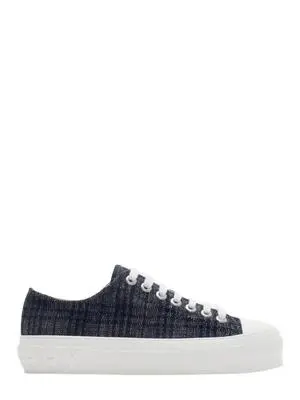 Burberry Burberry Checked Lace-Up Low-Top Sneakers Indigo
