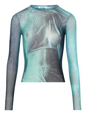 JEAN PAUL GAULTIER Jean Paul Gaultier Printed Long Sleeve Top Gray