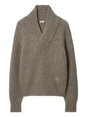 BURBERRY Burberry Shawl Collar Knitted Jumper With Equestrian Knight Design