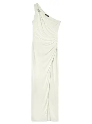 Versace One Shoulder Draped Gown - White