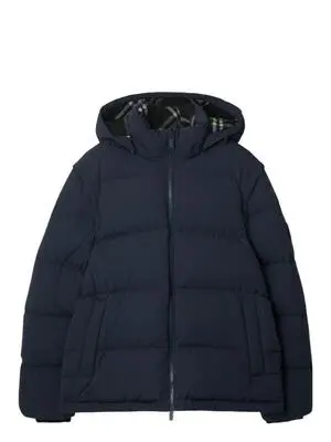 Burberry Burberry Detachable Sleeve Hooded Puffer Jacket Navy Blue/carbon Gray