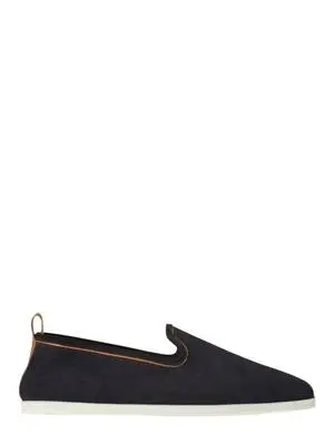 Loro Piana Logo Casual Slip-on Shoes - Navy Blue