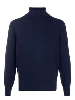 Brunello Cucinelli Ribbed Knit Turtleneck Jumper - Blue