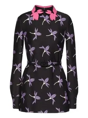 Valentino Garavani Fairy Flowers Printed Belted Long-sleeved Shirt - Black