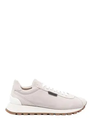 Brunello Cucinelli Suede Lace-up Sneakers - White
