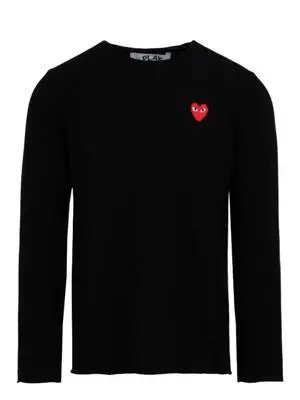 Play Comme Des Garcon Logo Patch Crewneck Jumper - Black