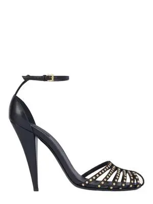 Givenchy Leather Cage Heeled Sandals With Studs - Black