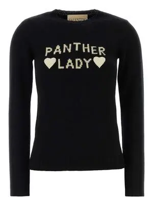 Valentino Garavani Slogan Intarsia Long-sleeve Sweater - Black