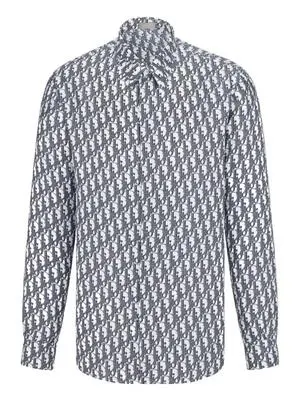 Dior All-over Logo Patterned Button-up Shirt - White/blue