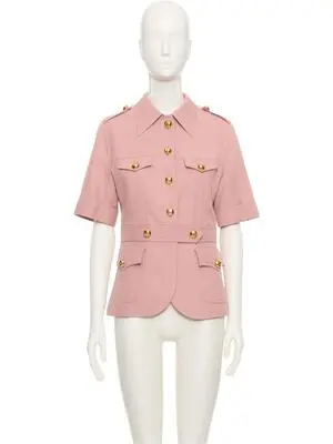 Valentino Garavani Short Sleeve Casual Jacket With Button Detail - Pink