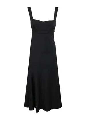 Victoria Beckham Cady Square Neck Midi Dress - Black