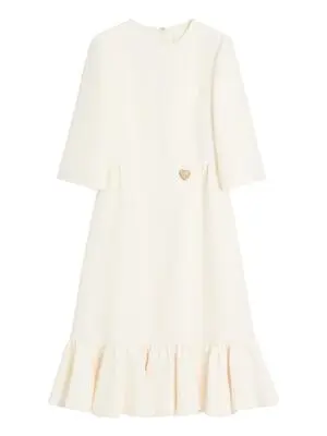 Valentino Garavani Crepe Couture Midi Dress With Ruffled Hem - Ivory