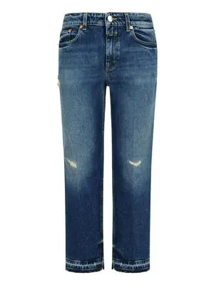 Closed Distressed Straight-leg Jeans - Blue