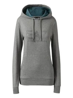 Emporio Armani Long-sleeved Hoodie With Rib Details - Gray