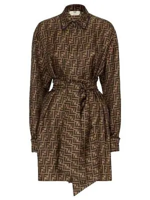 FENDI Fendi FF Motif Belted Shirt Dress