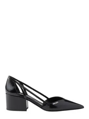 Prada Brushed Leather Cut-out Pumps - Black