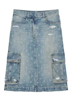 Givenchy 4g Motif Denim Cargo Skirt - Gray