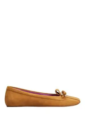 ROGER VIVIER Virgule Suede Ballerinas With Buckle Detail - Camel