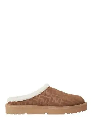 Fendi Embossed Ff Slip-on Sabots - Brown