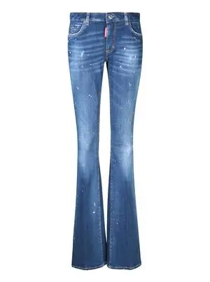 Dsquared2 Straight-leg Paint Splatter Distressed Jeans - Blue