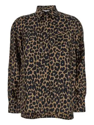 Max Mara Leopard Print Long-sleeve Button-up Shirt - Black