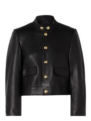 NILI LOTAN Nili Lotan Hadley Leather Jacket With Emblem Buttons