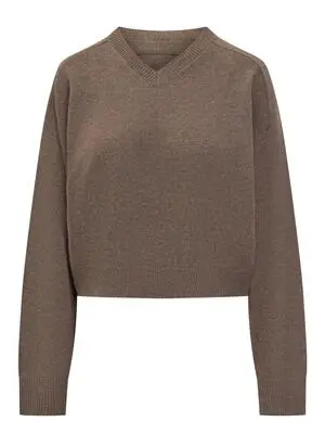LOULOU STUDIO V-neck Ribbed Sweater - Brown
