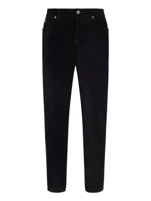Dolce & Gabbana Logo Plaque Corduroy Trousers - Black