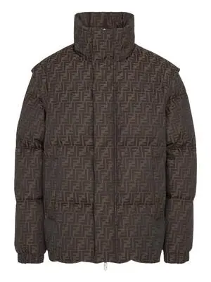 Fendi Ff Jacquard Puffer Jacket - Brown