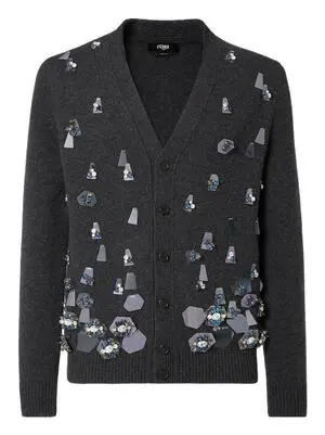 FENDI Fendi Embellished V-Neck Cardigan