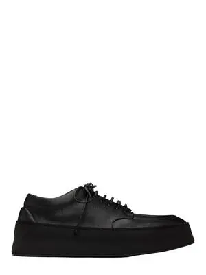 Marsèll Pebble-grained Leather Moc Toe Derby Shoes - Black