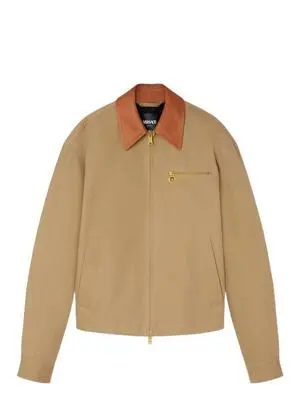 Versace Zip-up Jacket With Pointed Collar - Light Brown