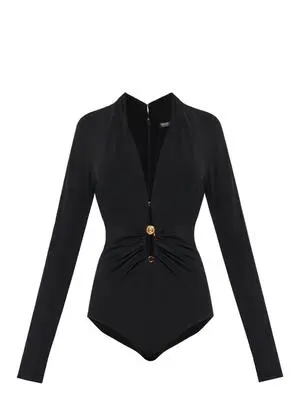 VERSACE Versace Safety Pin Detailed Long-Sleeved Bodysuit