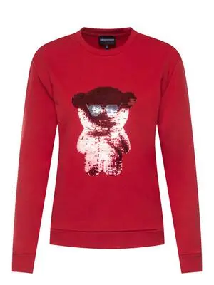 Emporio Armani Sequined Teddy Bear Sweatshirt - Red