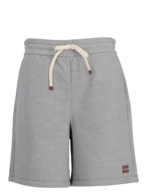Miu Miu Cotton Fleece Bermuda Shorts - Grey