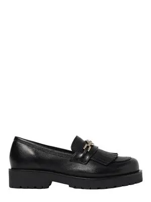 TWINSET Leather Logo-chain Tassel Loafers - Black