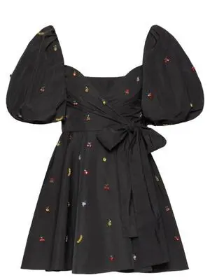 Valentino Garavani Mini Dress With Fruit Embellishments - Black