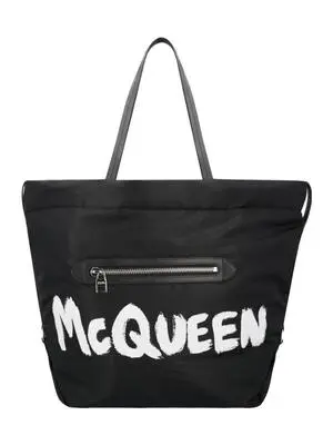 Alexander McQueen Logo Printed Tote Bag - Black