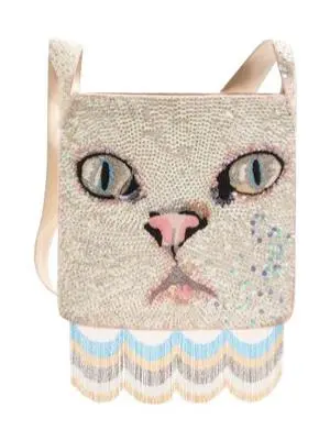 Valentino Garavani Embellished Cat Face Shoulder Bag - Nude