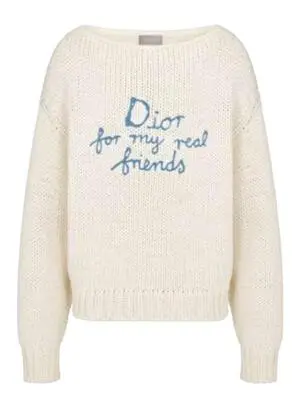 Dior For My Real Friends" Long-sleeve Knit Sweater - White